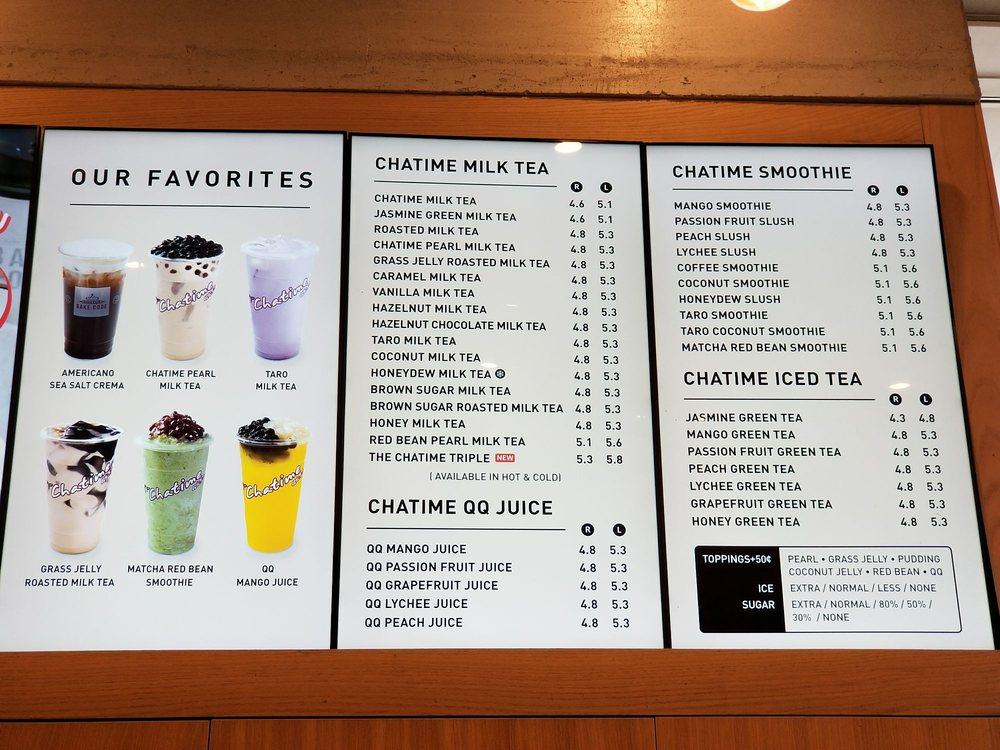 Menu at Chatime, Vaughan, 21 Famous Ave
