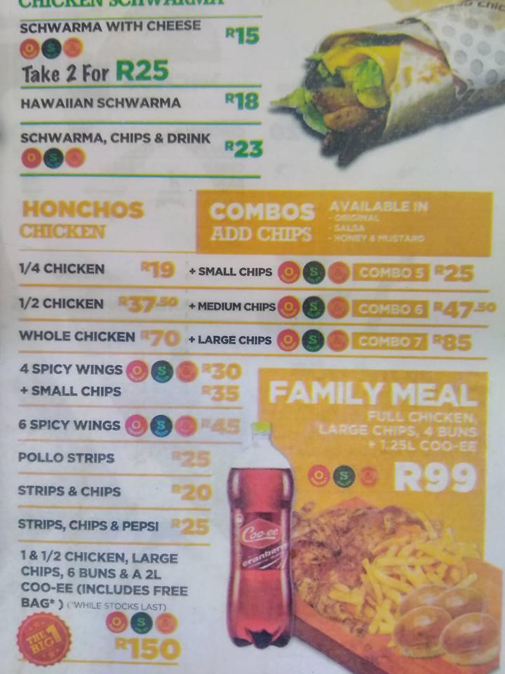 Menu at Honchos Ladysmith restaurant, Ladysmith, 25 Queen St