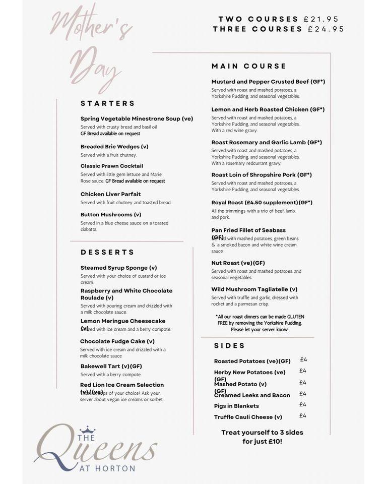 Menu at The Queens at Horton pub & bar, Leegomery