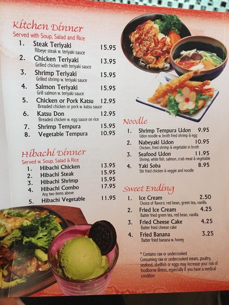 Menu at Volcano Japanese Restaurant, Chambersburg