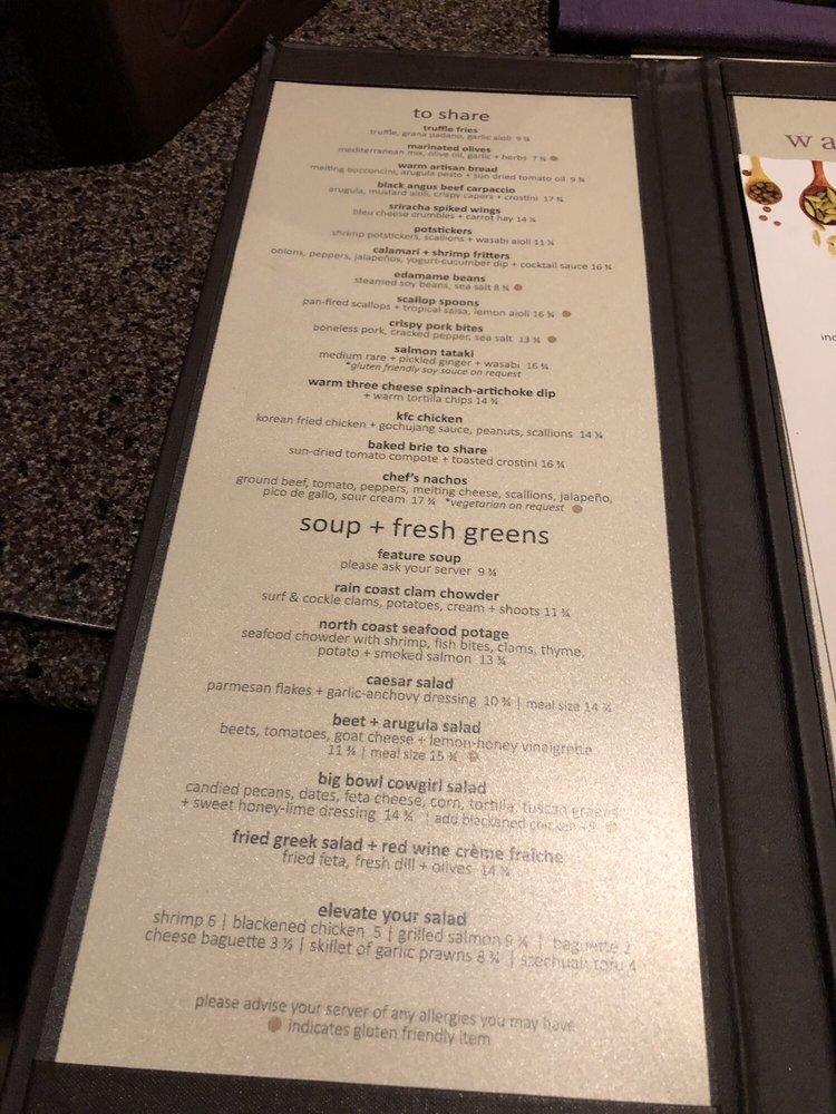 Menu at Waterfront Restaurant, Prince Rupert, 222 1st Ave W