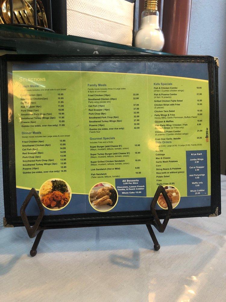 Menu at Sistas Soul Food Kafe restaurant, San Leandro
