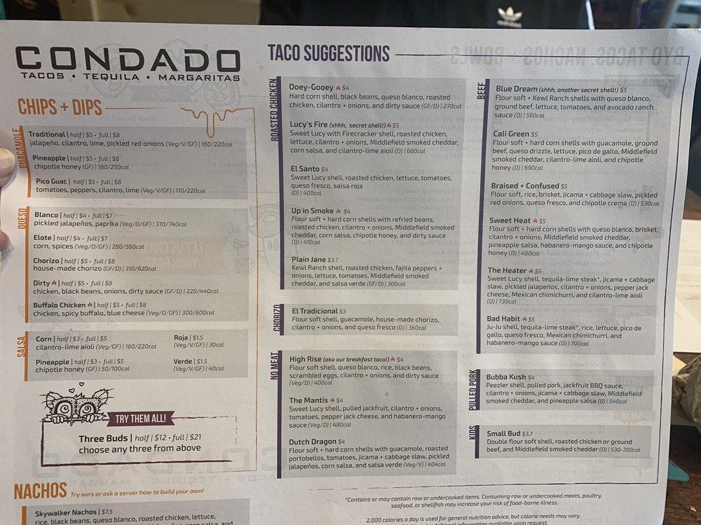 Menu at Condado Tacos pub & bar, Strongsville