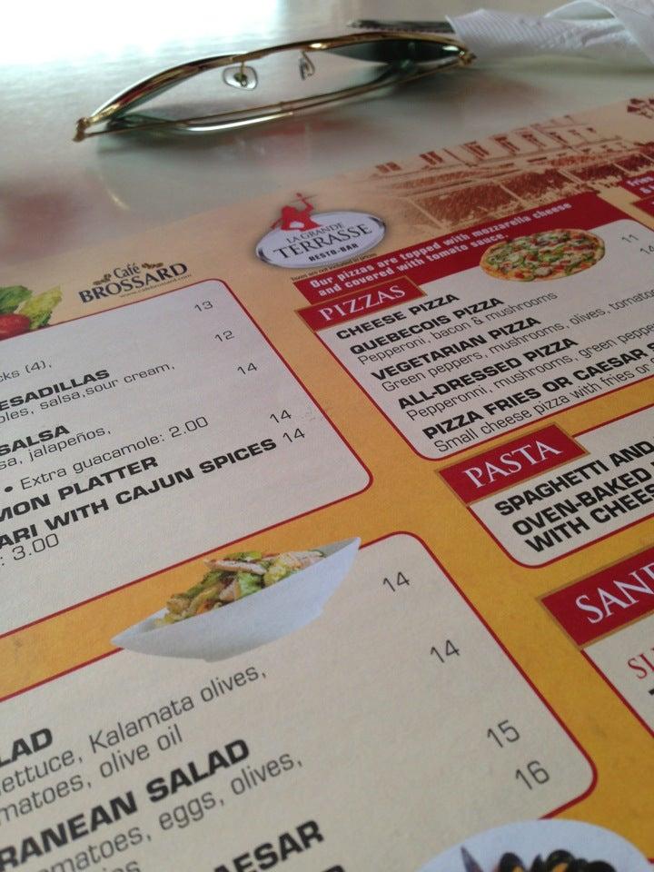 Menu at La Grande Terrasse restaurant, Montréal