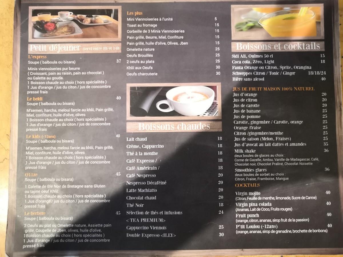 Menu at La petite table restaurant, Temara
