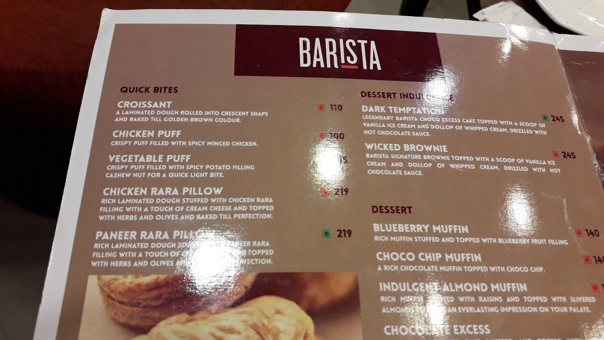 Menu at Barista Cafe Digha, Digha