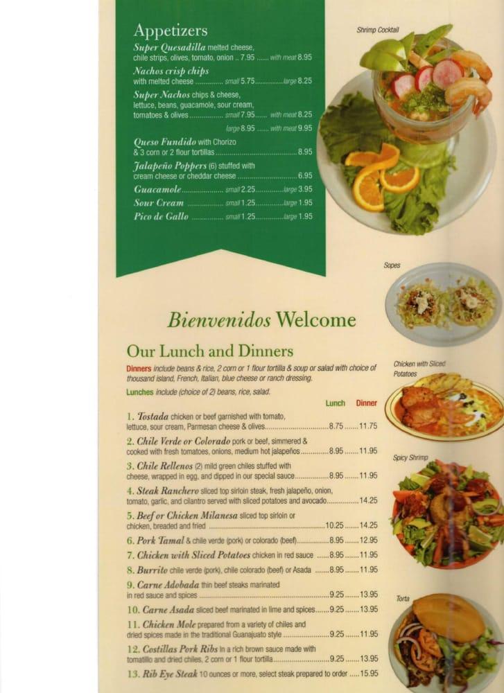 Menu at Fiesta Grill & Cantina restaurant, Arcata, Janes Rd