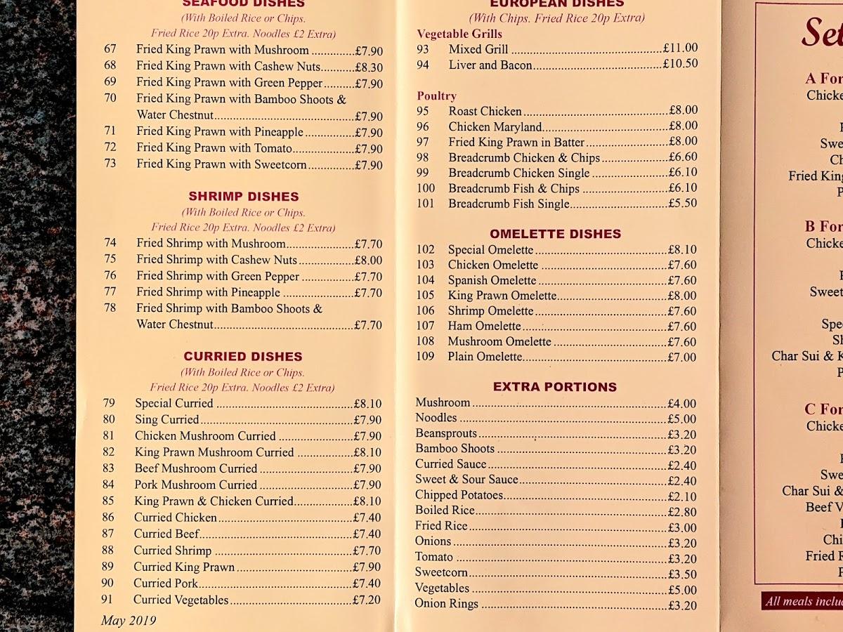 Menu at Honey Flower fast food, Auchterarder