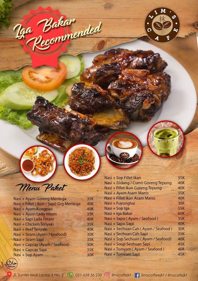 Menu at Lim's Cafe, North Jakarta