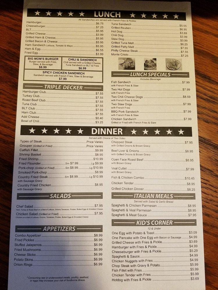 Menu at Mom's Kitchen restaurant, Dothan, Westgate Pkwy