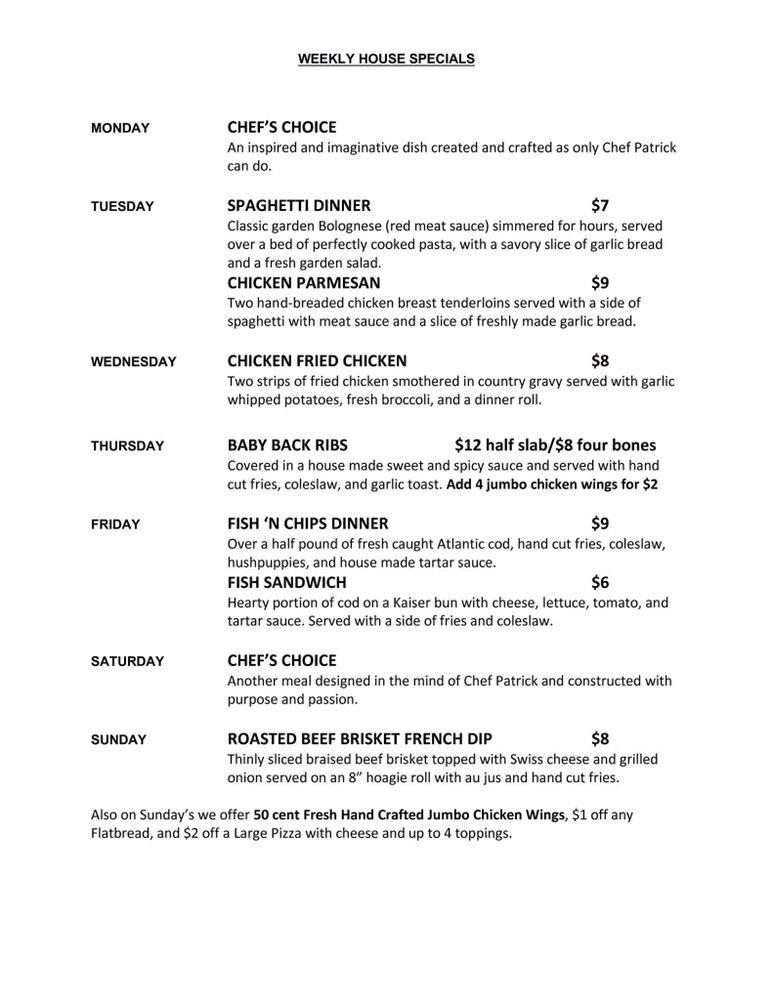 Menu at Palmer House Bar & Grill, Westland