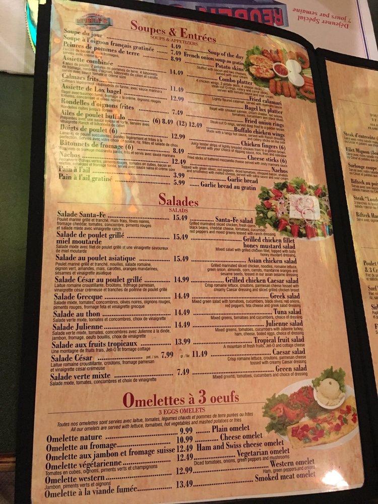 Menu at Reuben's Deli & Steakhouse, Montréal
