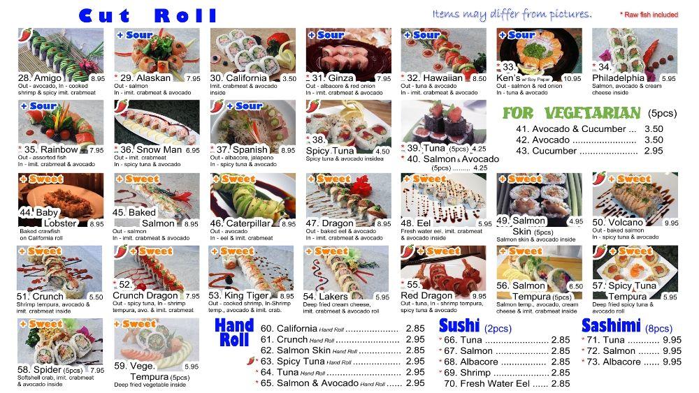 Menu at Roll & Teriyaki restaurant, Buena Park