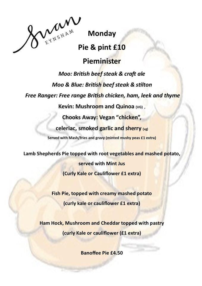 Menu at The Swan pub & bar, Eynsham