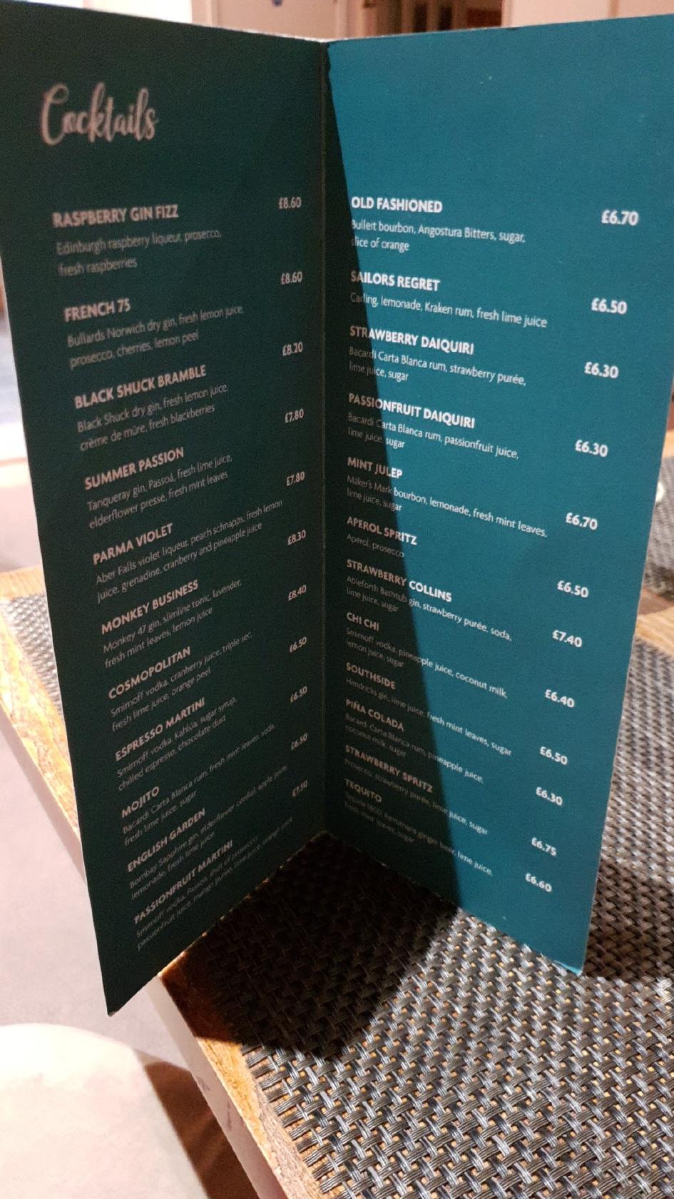 Menu at Dormy House pub & bar, Cromer