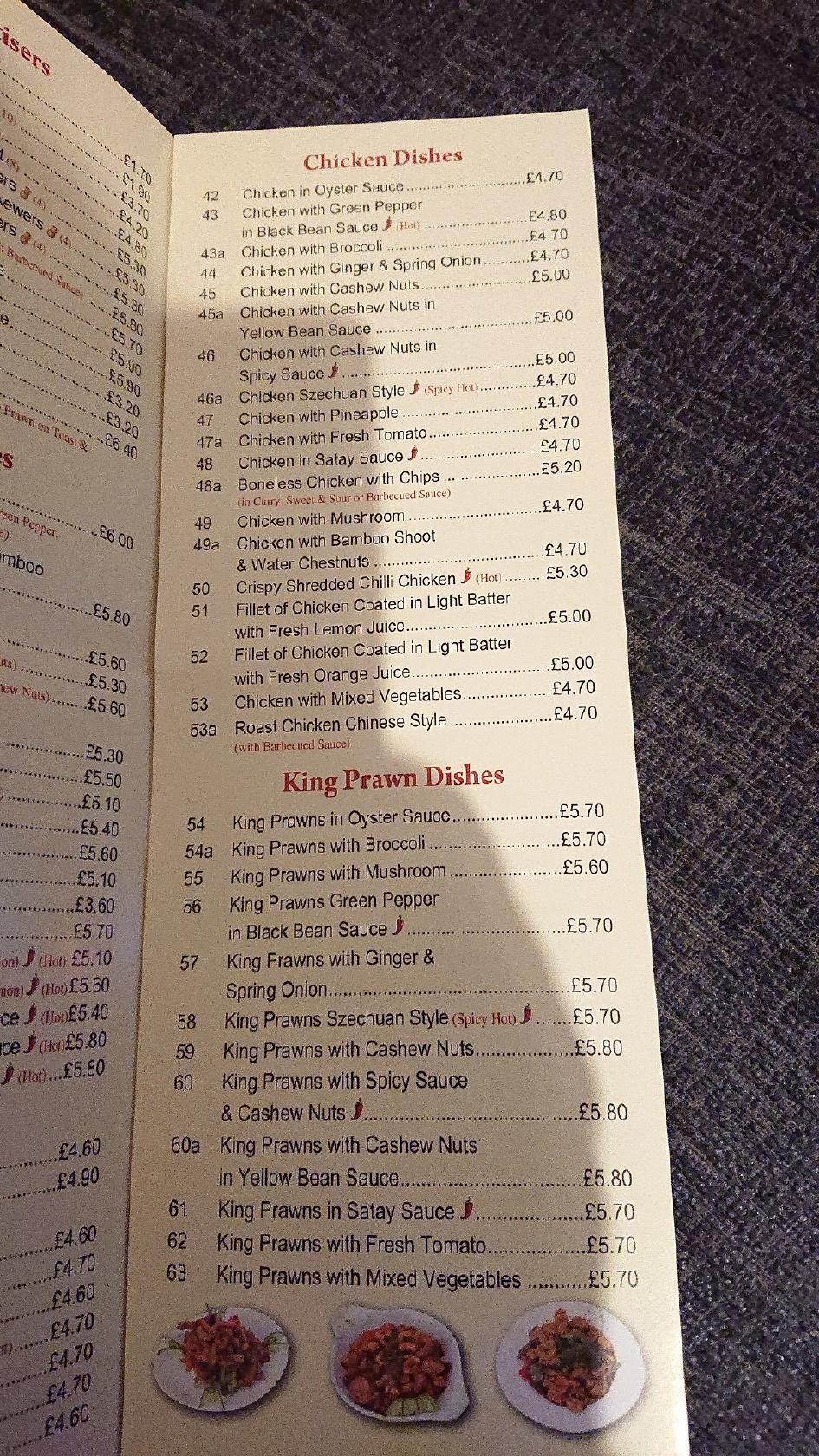 Menu at Dragon Inn fast food, Chatteris