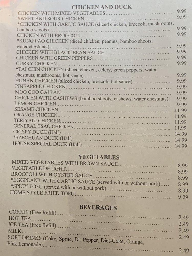 Menu at Lai Lai Chinese Restaurant, Douglas