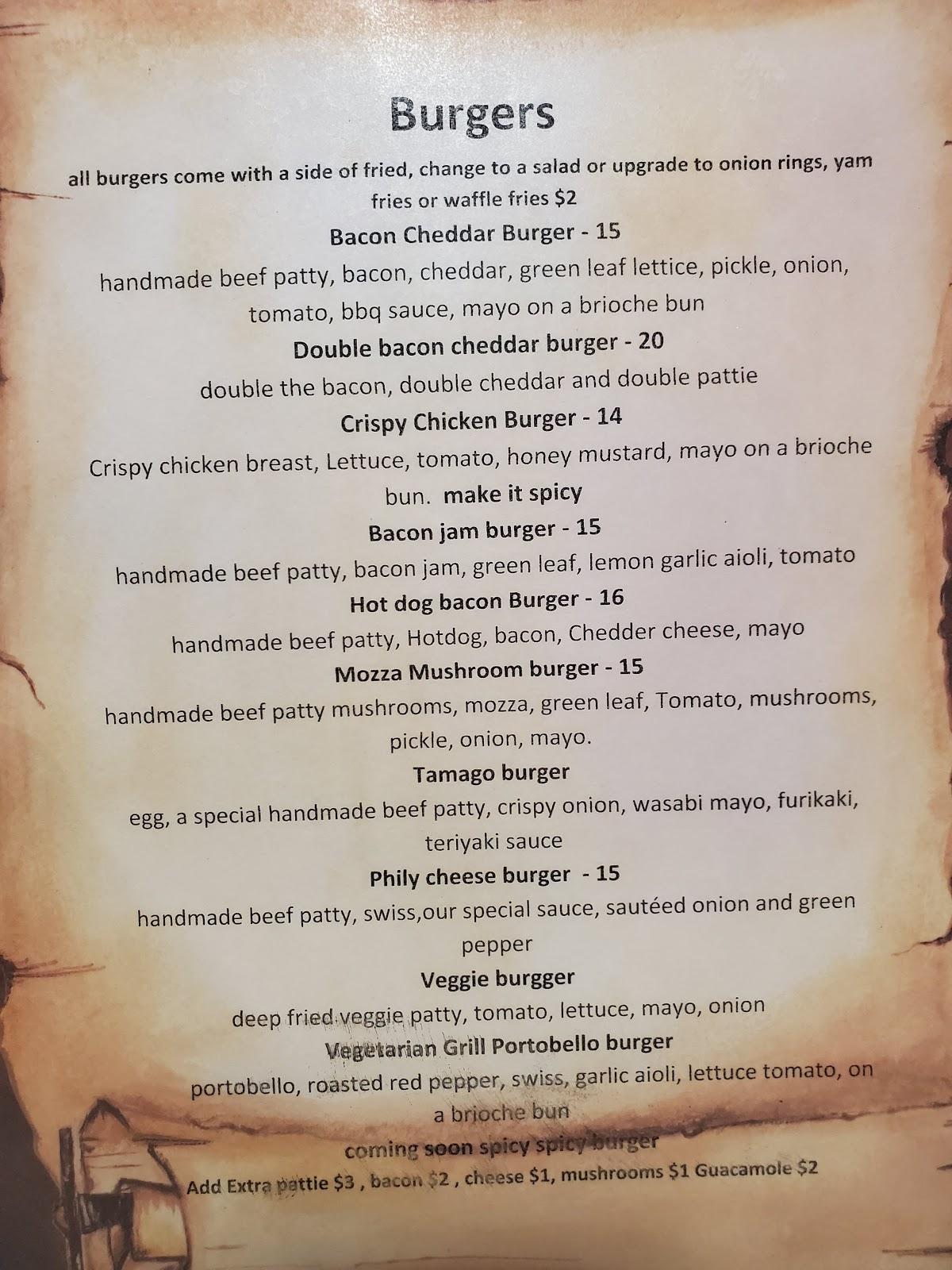 Menu at Lynn & Lamote Bistro restaurant, Port Alberni