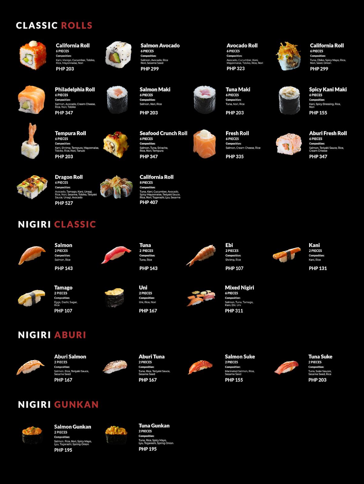 Menu at My Sushi Sushi & Sashimi Delivery restaurant, Quezon City