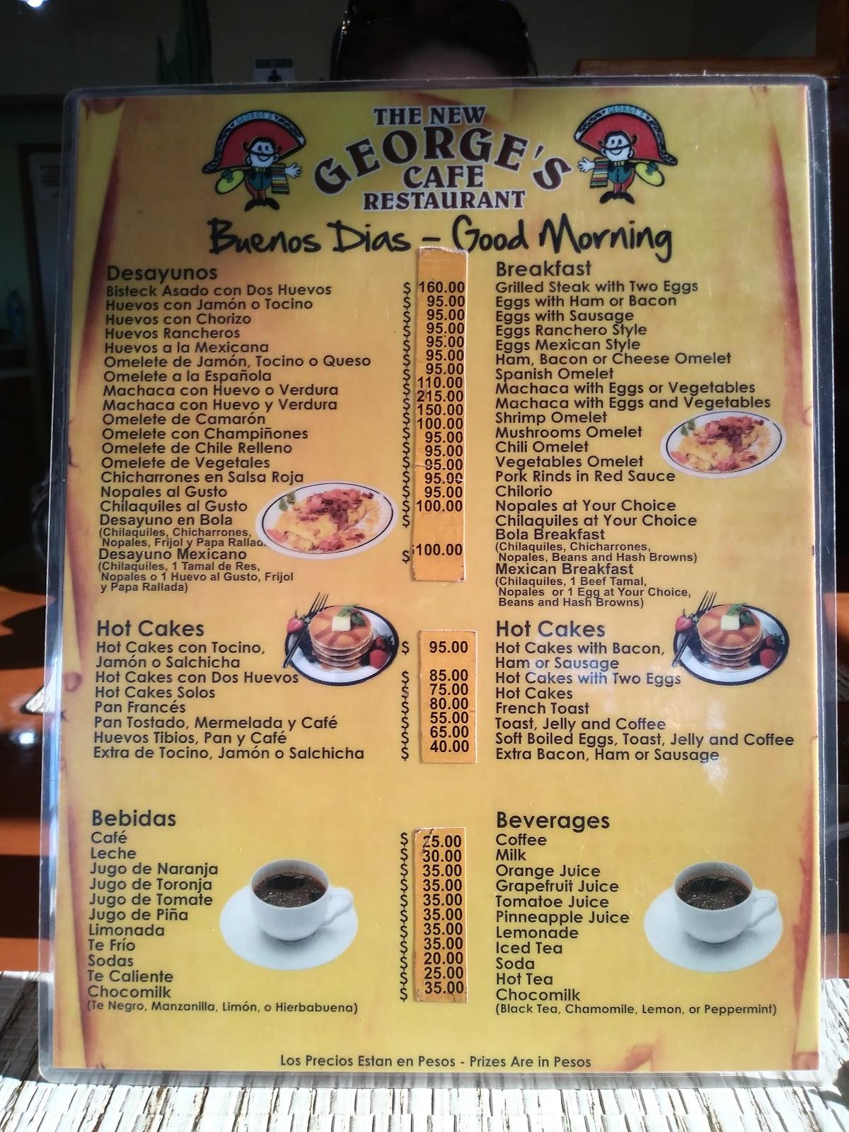 Menu at New George´s Café, San Felipe