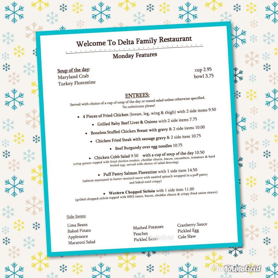 Menu at Delta Family Restaurant, Delta