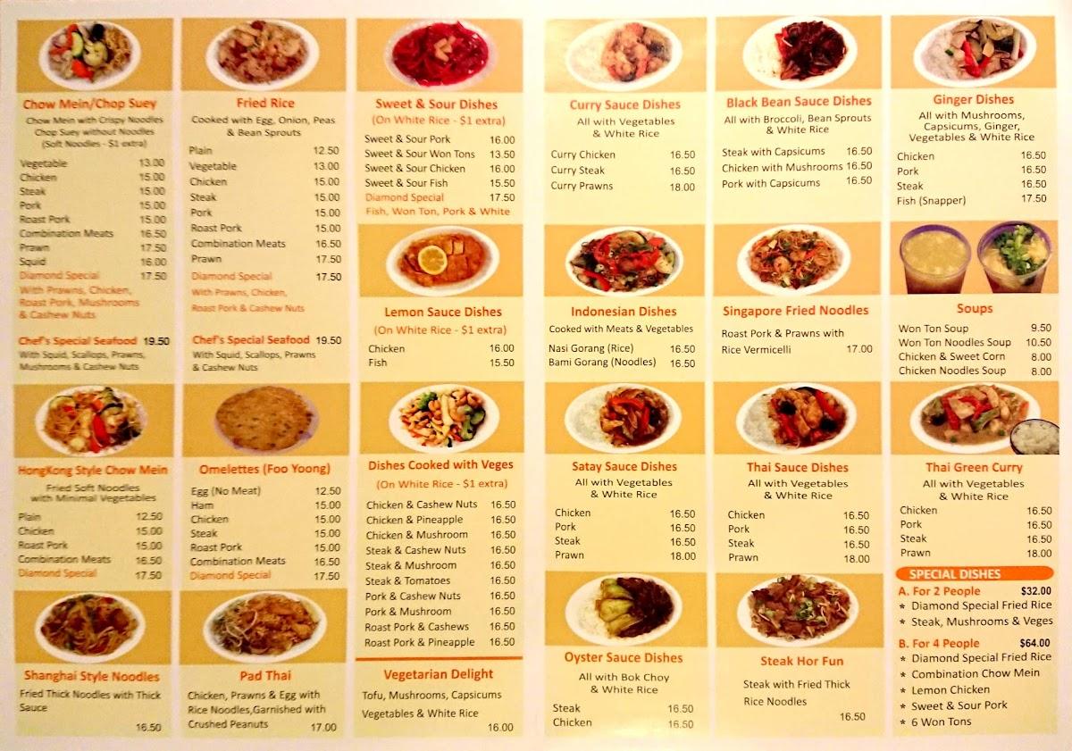 Menu at Diamond Takeaways fast food, Auckland