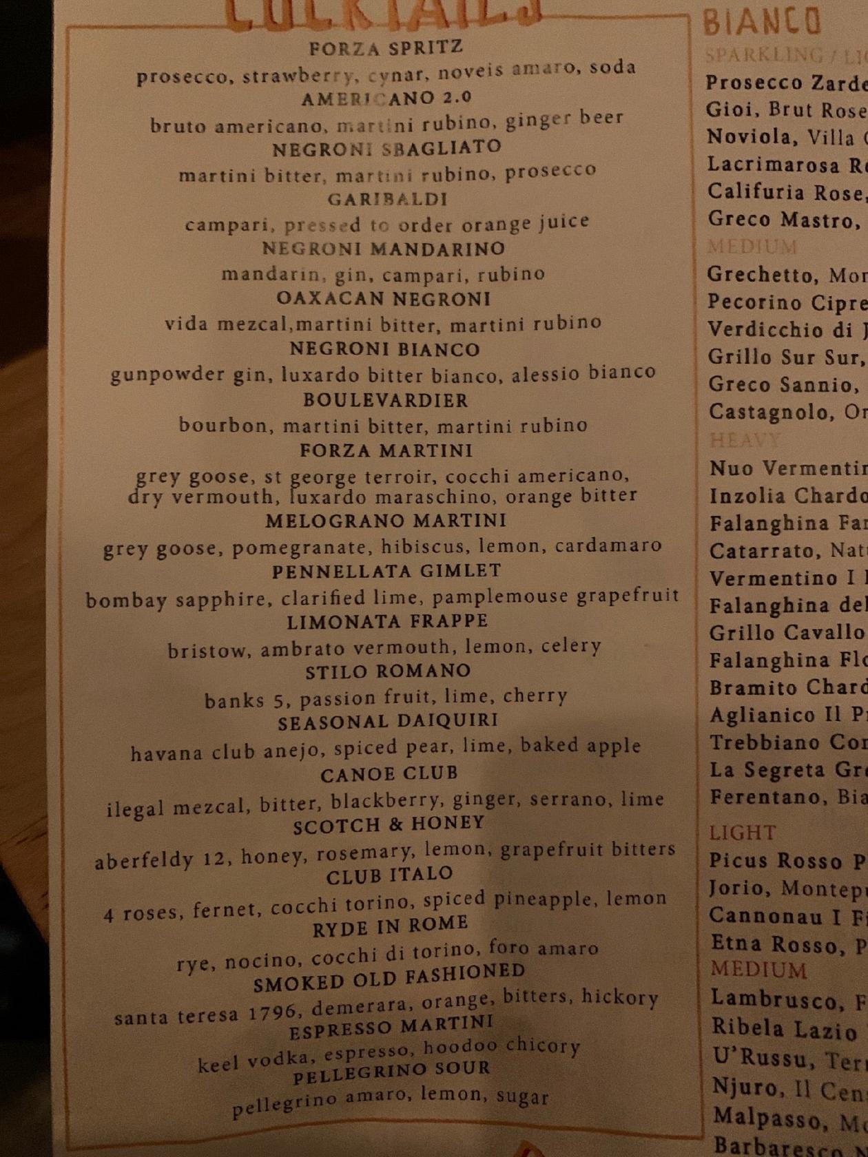 Menu at Forza Storico pub & bar, Atlanta