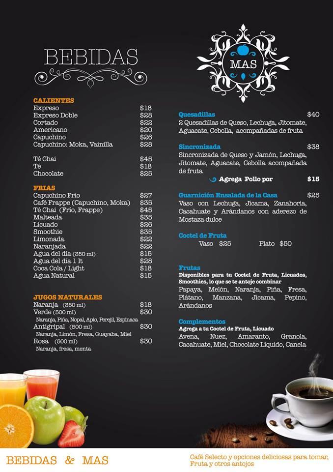 Menu at Milagroso restaurant, Santiago de Querétaro