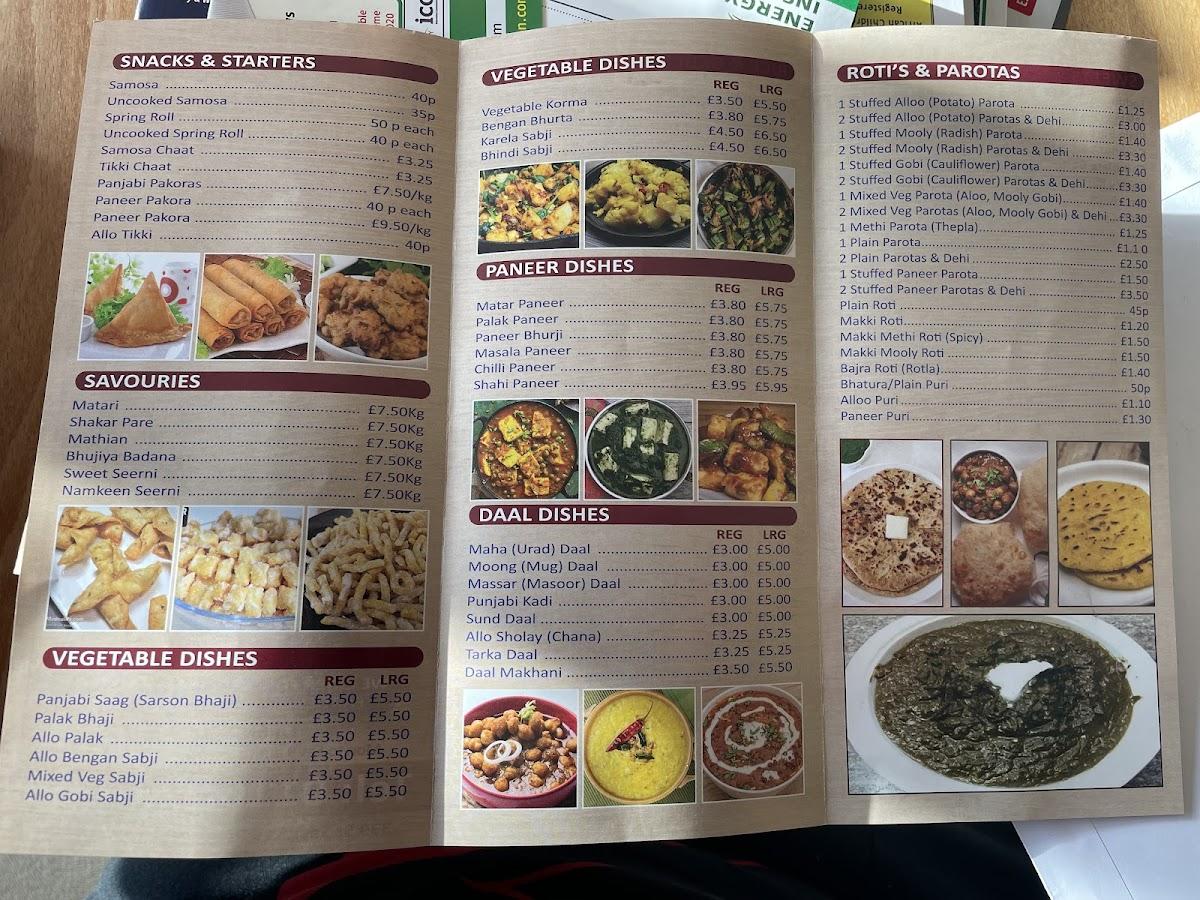 Menu at Shere Punjab restaurant, Leicester, 339 St Saviours Rd