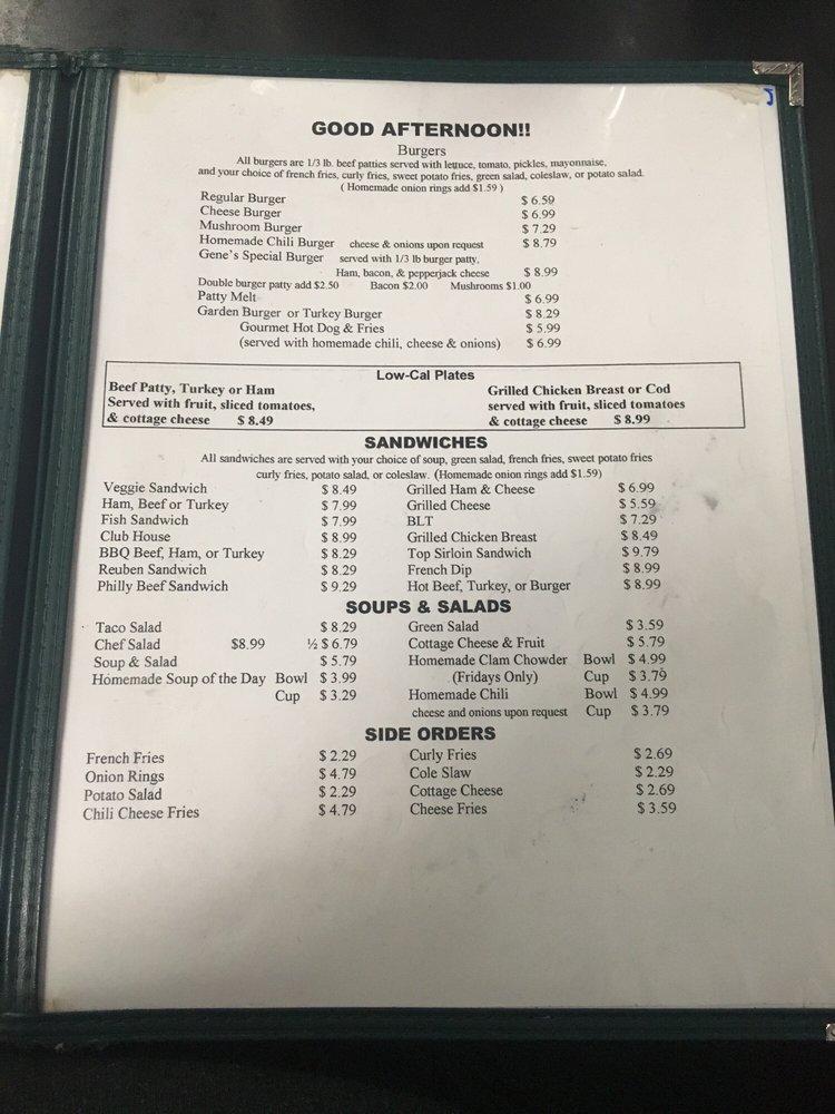 Menu at Busy Bee Café restaurant, Springfield