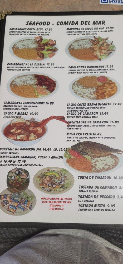 Menu at Casa Mota restaurant, Riverside