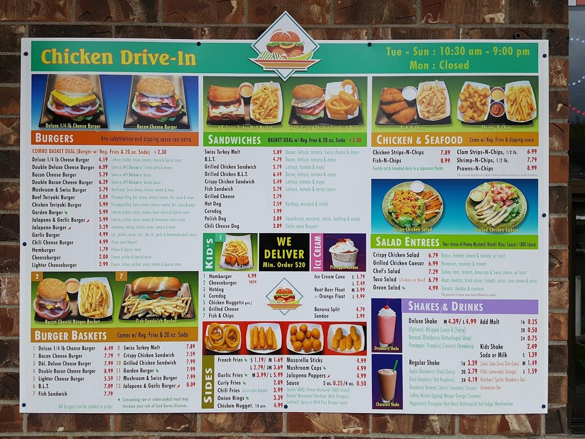 Menu at Chicken Drive-In restaurant, Lake Stevens