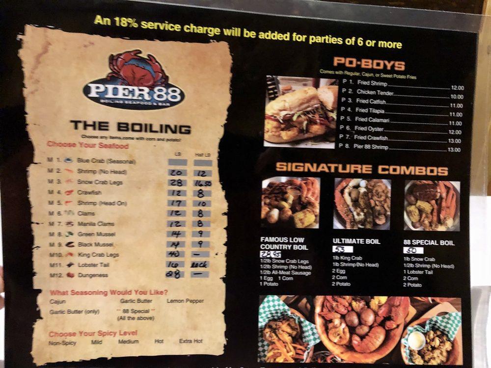 Menu at Pier 88 Boiling Seafood & Bar Huntsville, Huntsville