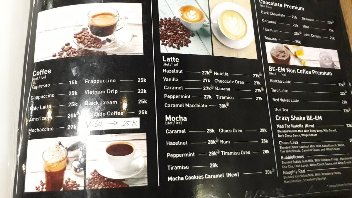 Menu at BE-EM COFFEE, Pondok Kelapa cafe, East Jakarta