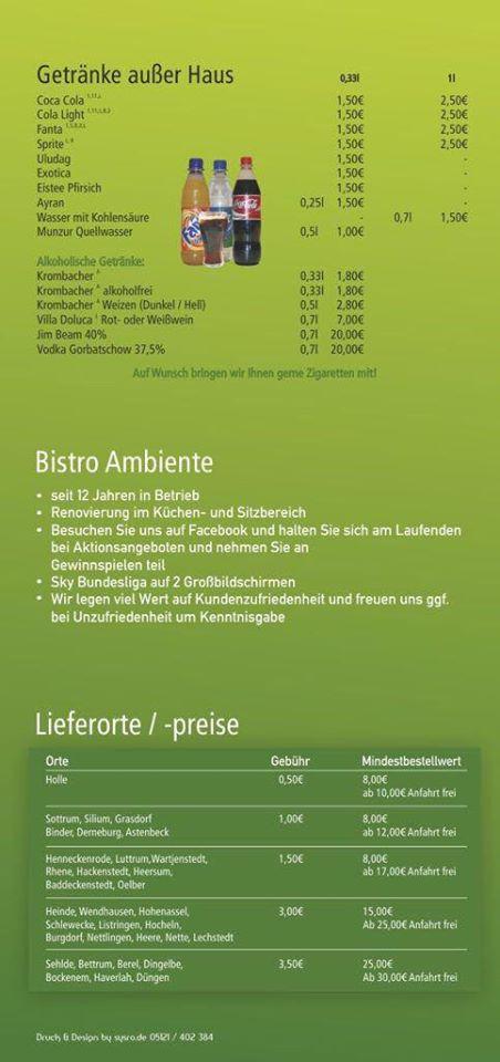 Menu at Bistro Ambiente Holle restaurant, Holle