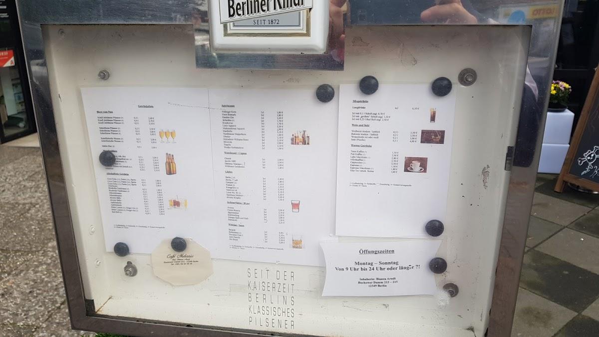 Menu at Café Melanie cafe, Berlin, Buckower Damm 213