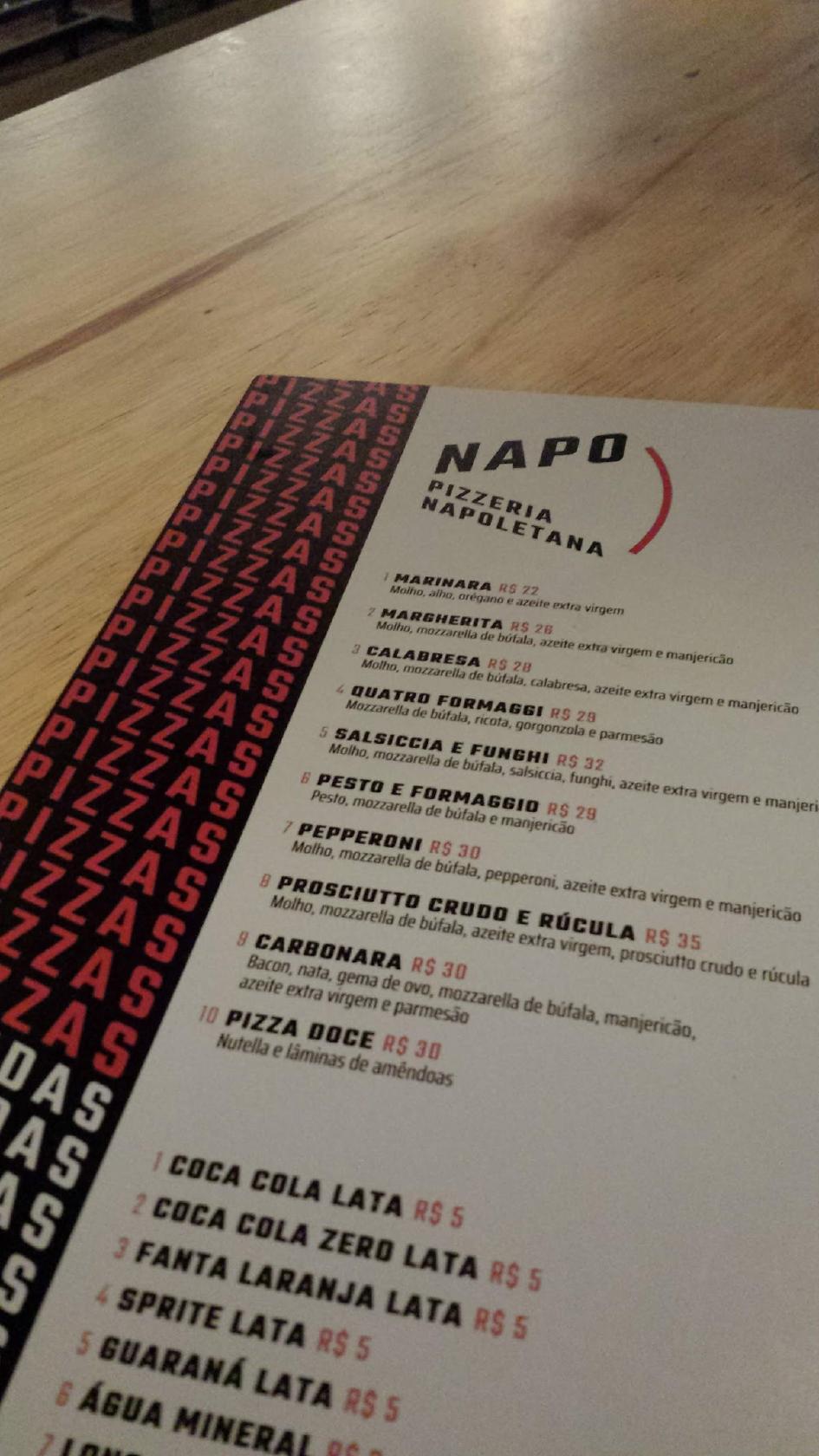 Menu em Napo Pizzaria Napoletana, Santa Maria