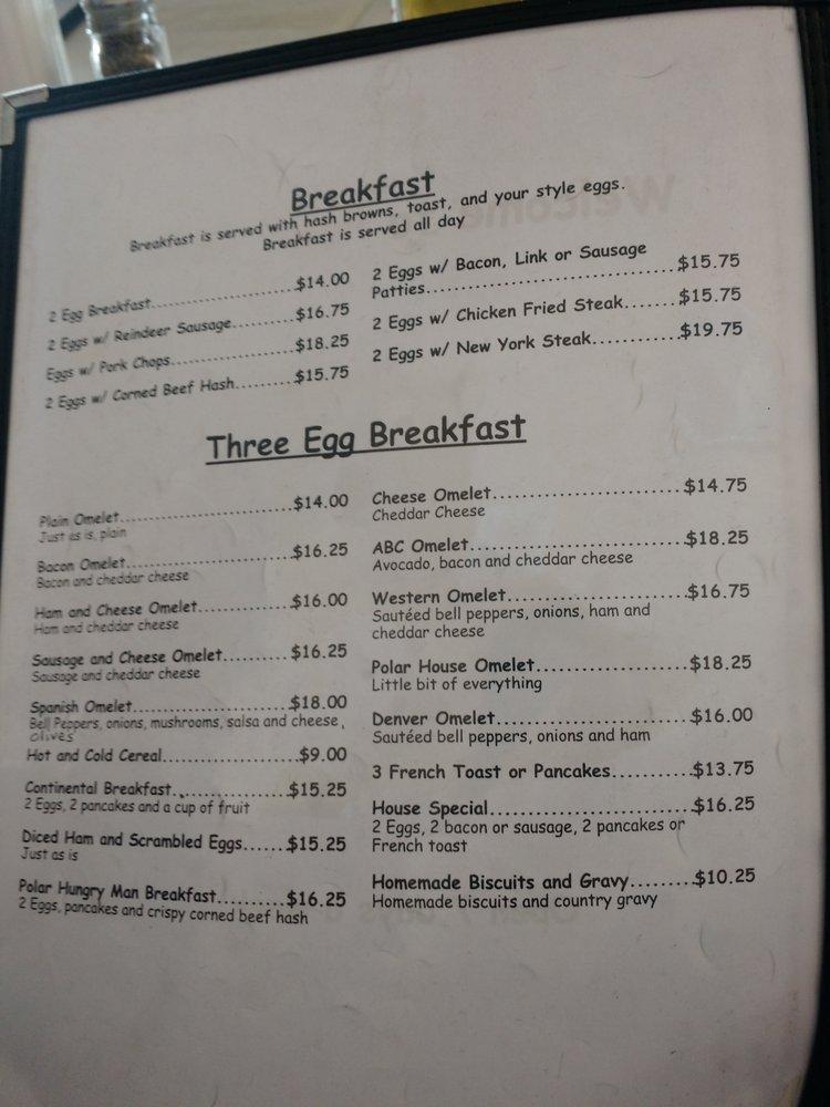 Menu at Polar Cafe, Nome, Front St