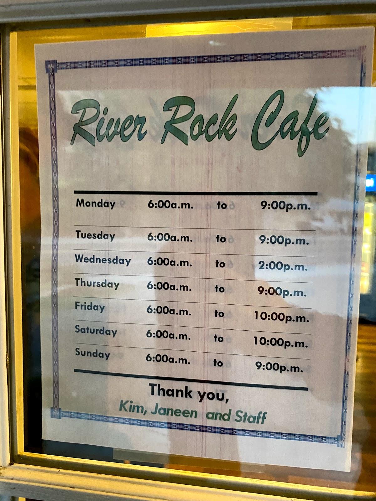 Menu at River Rock Cafe, Riggins