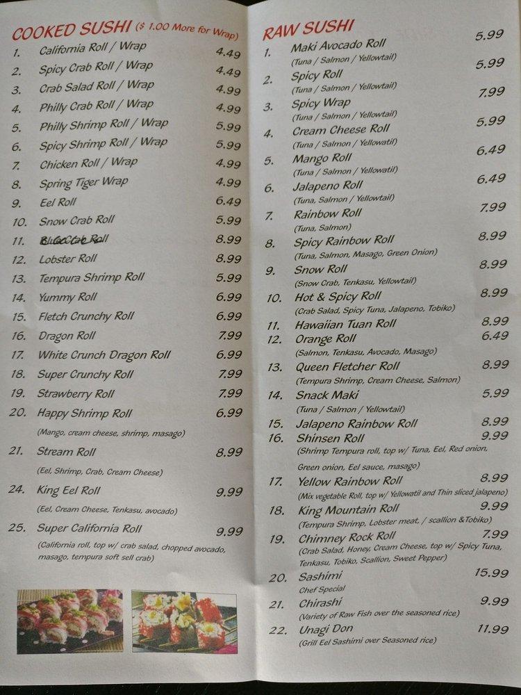 Menu at Shinsen Express restaurant, Fletcher