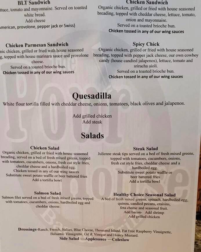 Menu at The Pour House Bar and Grill, Saint Marys