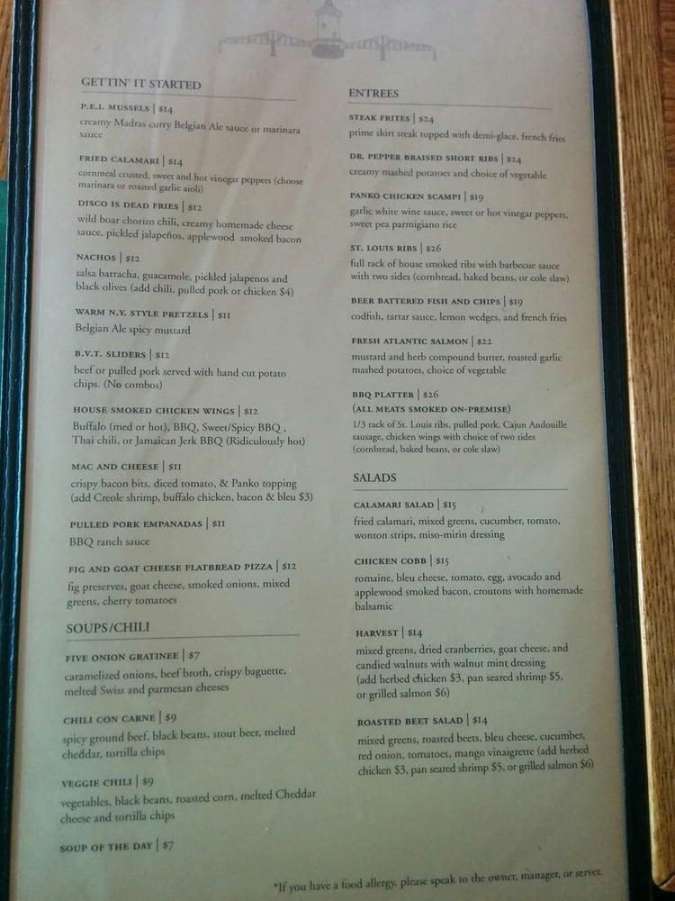 Carta del restaurante Bridge View Tavern, Sleepy Hollow