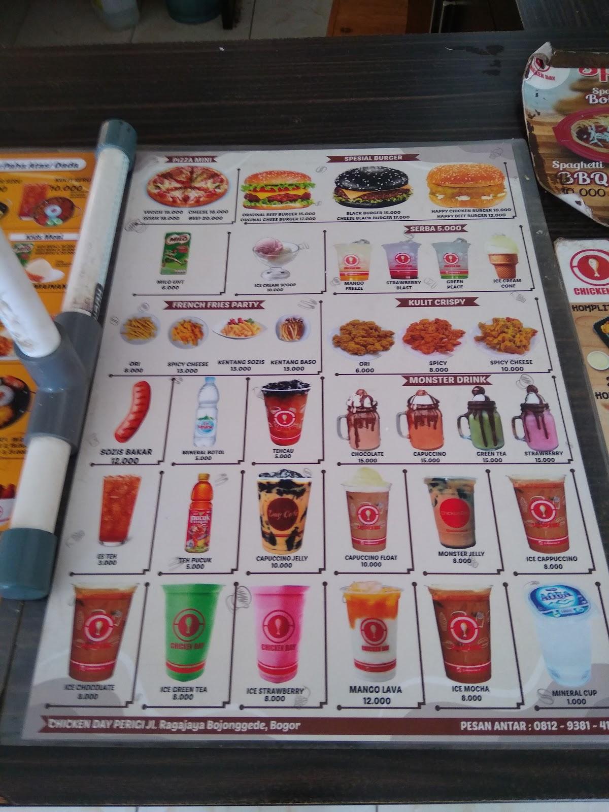 Menu at Chicken Day GCC restaurant, Indonesia