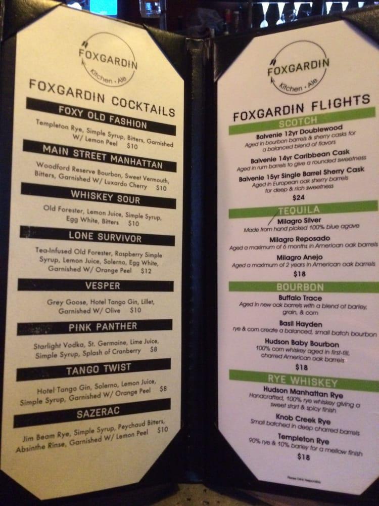 Carta del restaurante FoxGardin Kitchen & Ale, Fortville