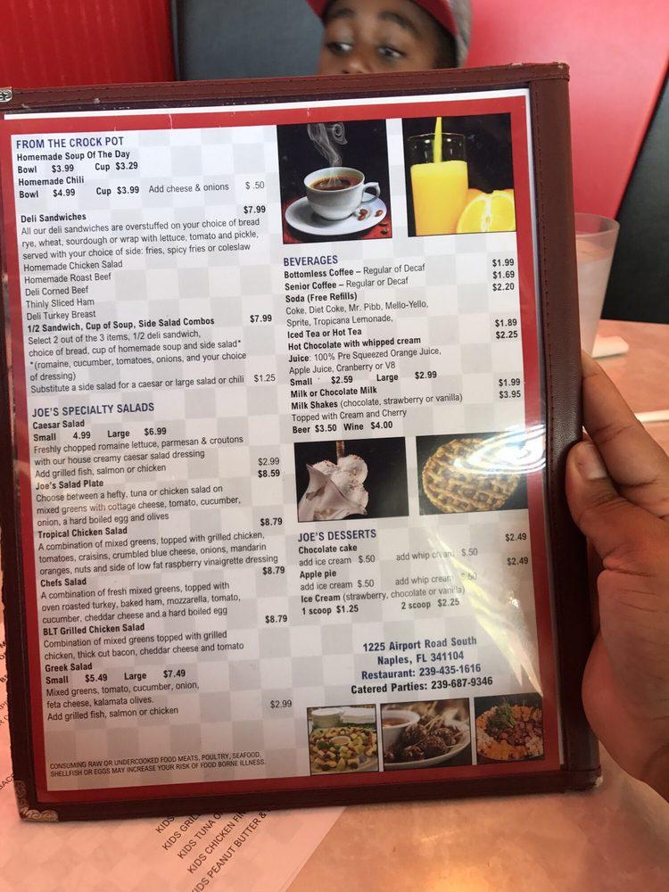 Menu at Joe's Diner restaurant, Naples, Airport-Pulling Rd South