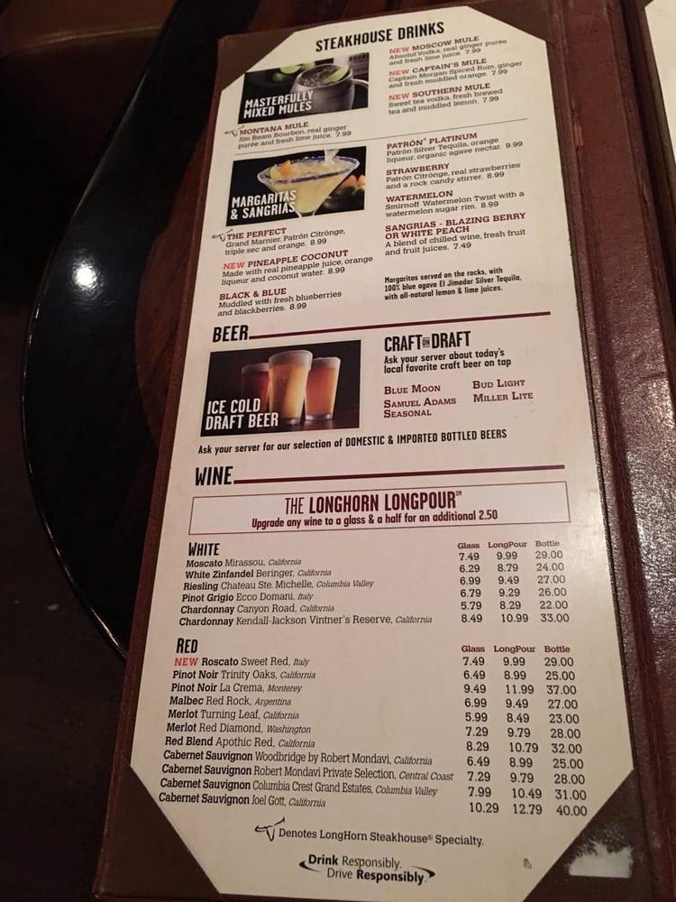 Menu at LongHorn Steakhouse, Port St. Lucie