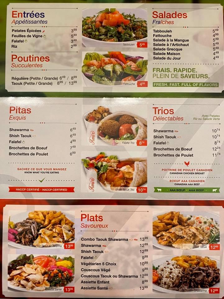 Menu at Restaurant Amir Rawdon, Rawdon