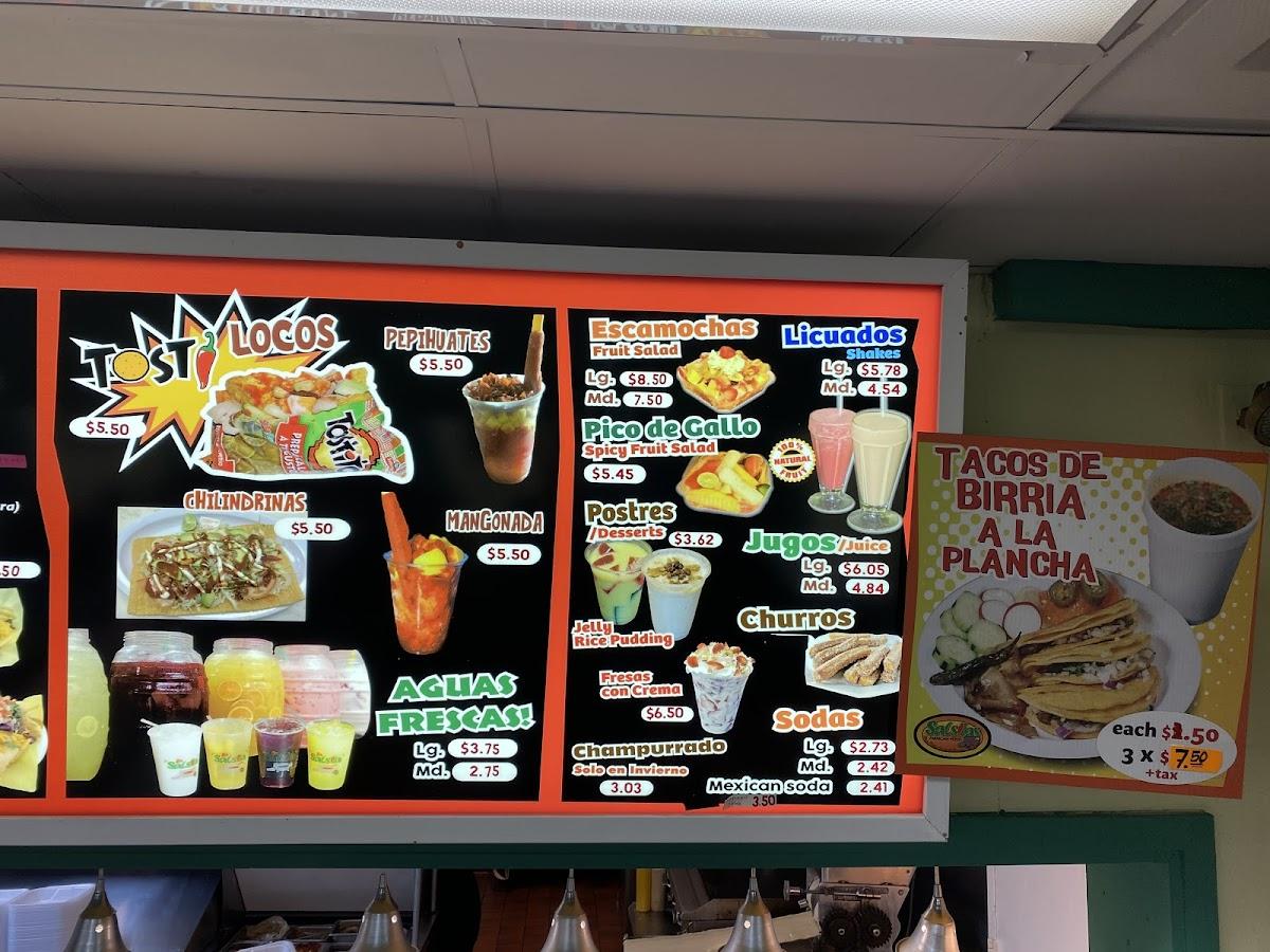 Menu at Salsitas Mexican Food restaurant, Phoenix, W Thunderbird Rd #6311