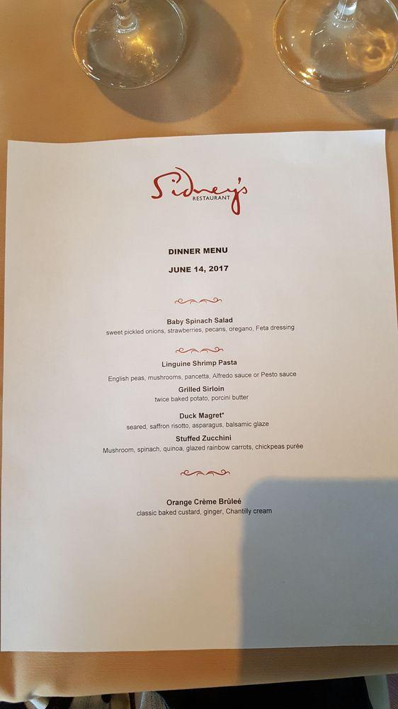 Menu at Sidney's Restaurant, Buford, Lanier Islands Pkwy