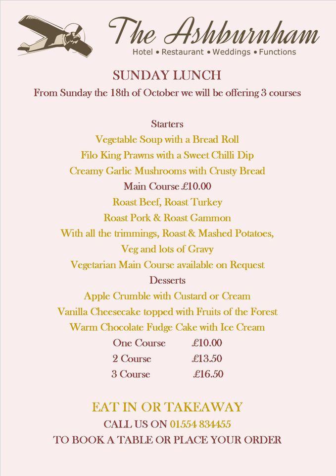 Menu at The Ashburnham Hotel pub & bar, Pembrey
